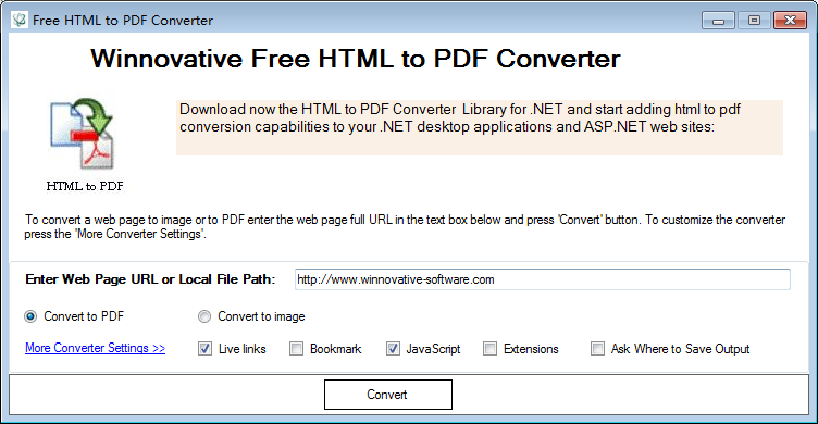URL格式转换软件下载-Winnovative Free HTML to PDF Converter官方版下载-PC下载网